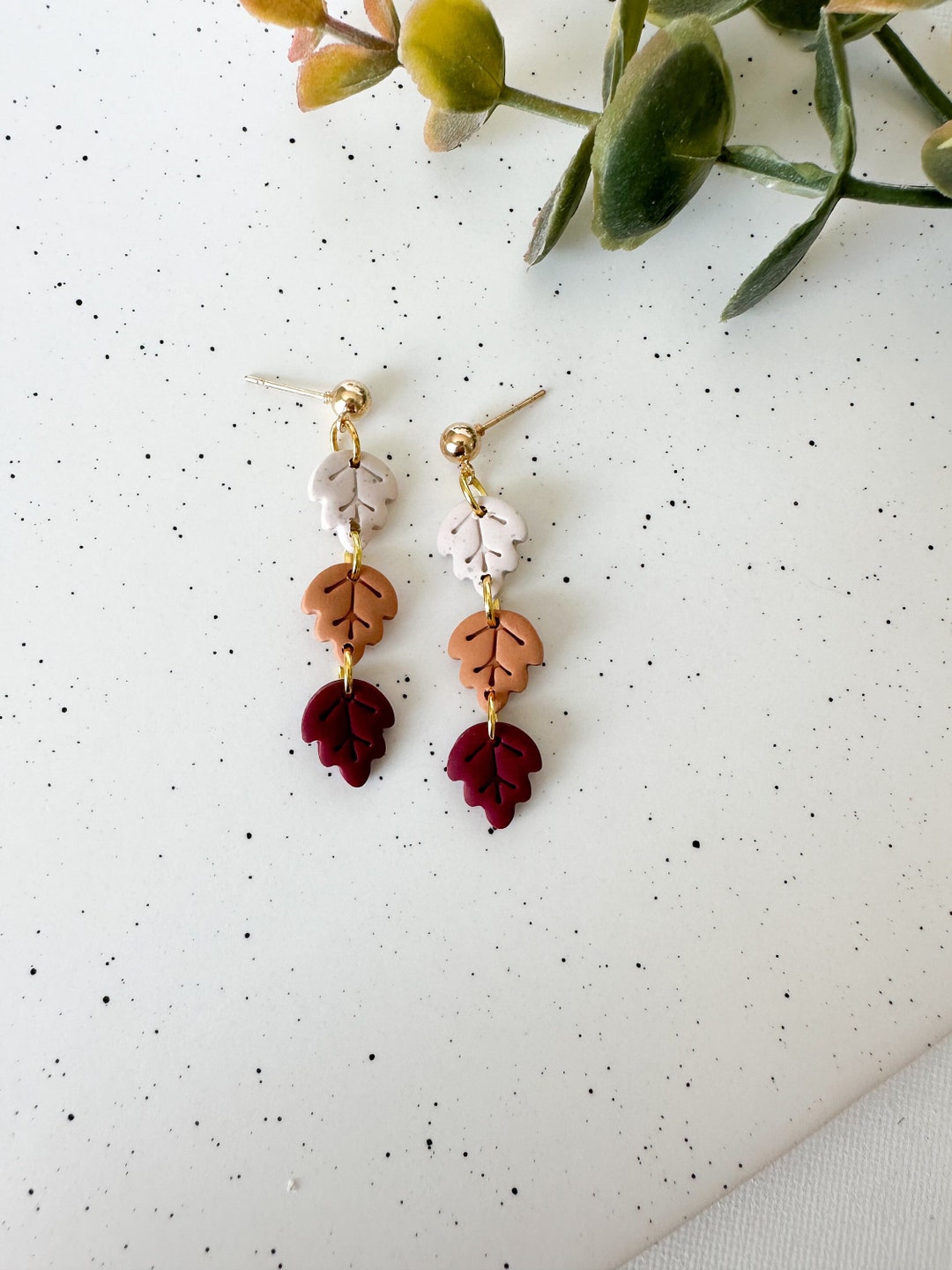Neutral Fall Leaf Earrings: Autumn Dangles - Etsy