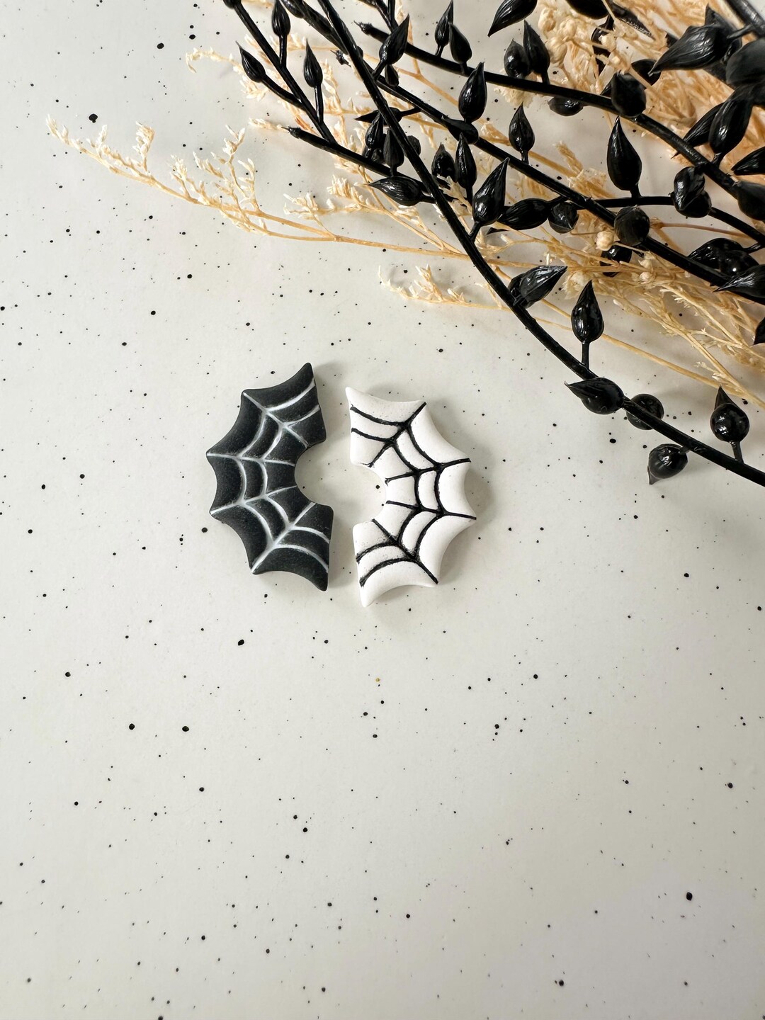 Spider Web Stud Earrings: Lightweight Polymer Clay Jewelry - Etsy