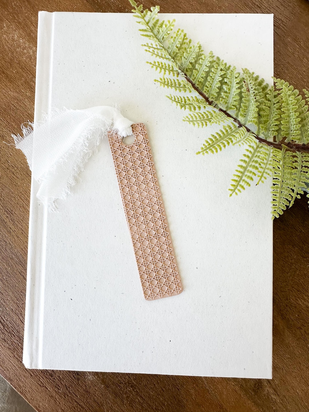 Rattan Bookmark - Neutral Clay Bookmark With Ribbon - Boho Book Lover ...