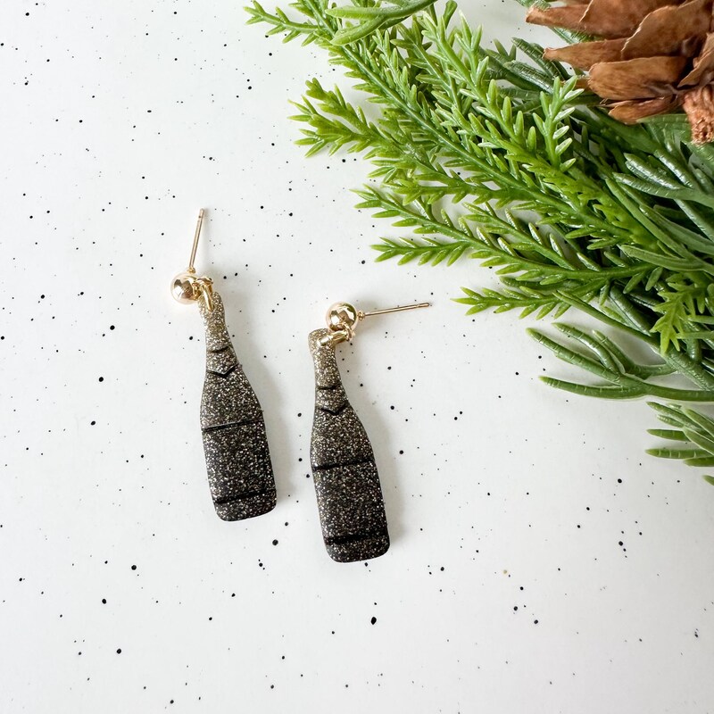 Champagne Bottle Earrings - Etsy
