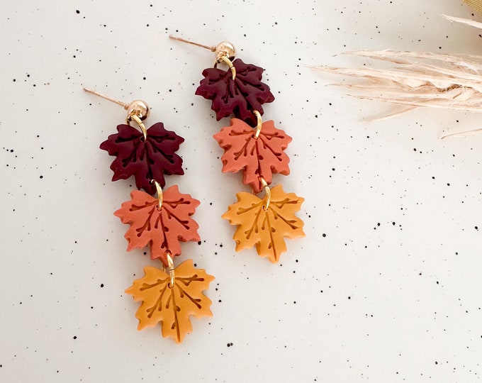Fall Leaf Earrings, Leaf Earrings, Autumn Earrings, Dangly Autumn Leaf ...