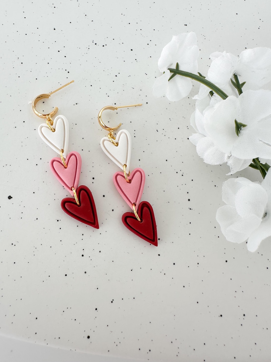 Valentines Day Earrings, Valentines Heart Earrings, Pink Heart Earrings ...
