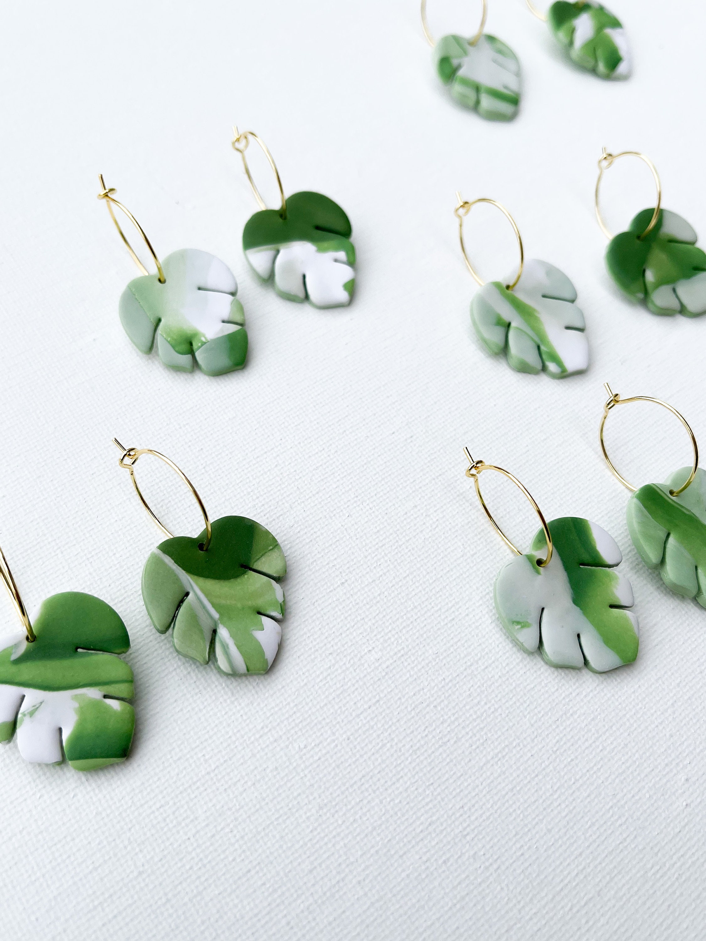 Monstera Earrings Variegated Monstera Earrings Jungle Leaf | Etsy