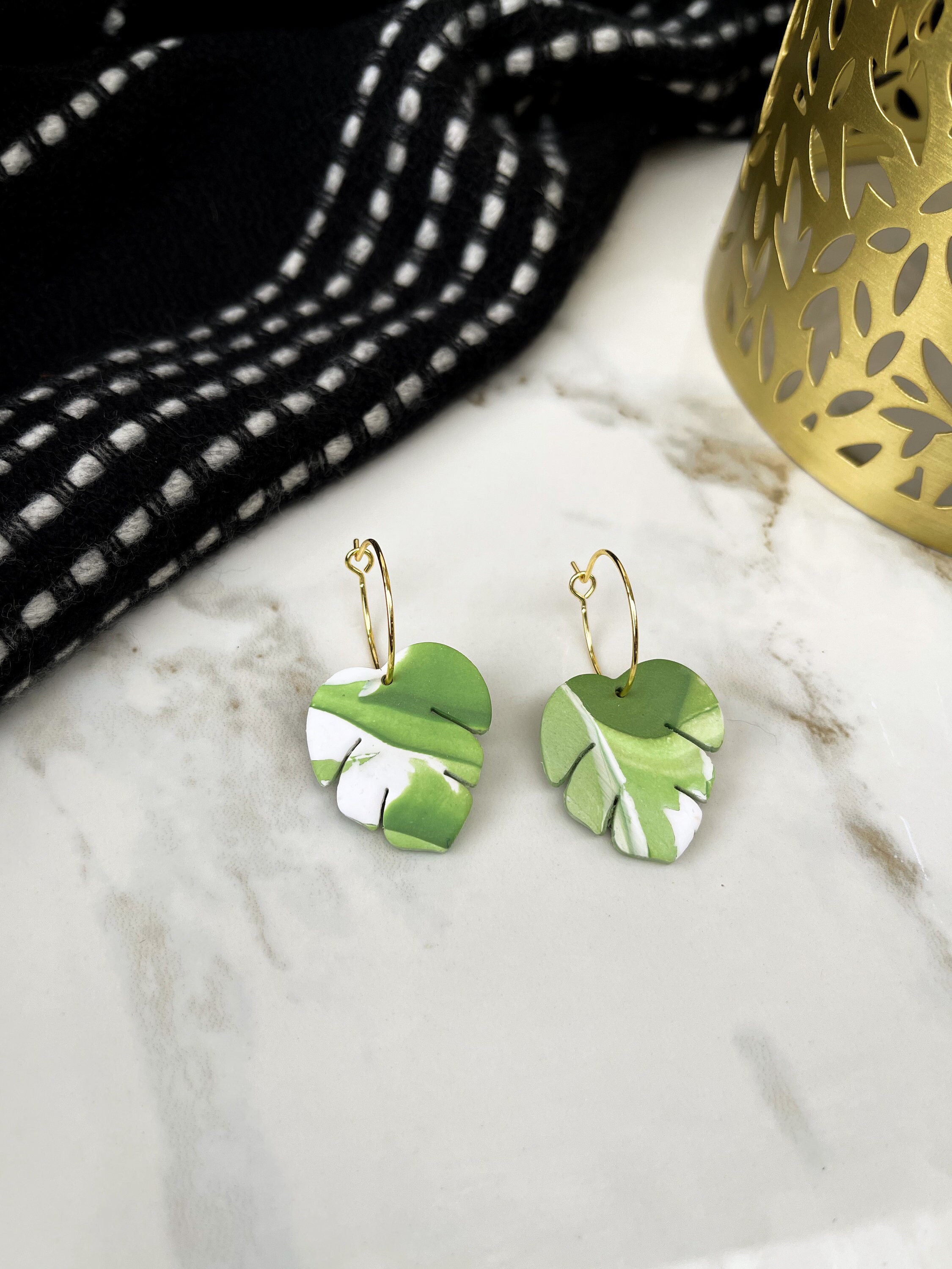 Monstera Earrings Variegated Monstera Earrings Jungle Leaf | Etsy