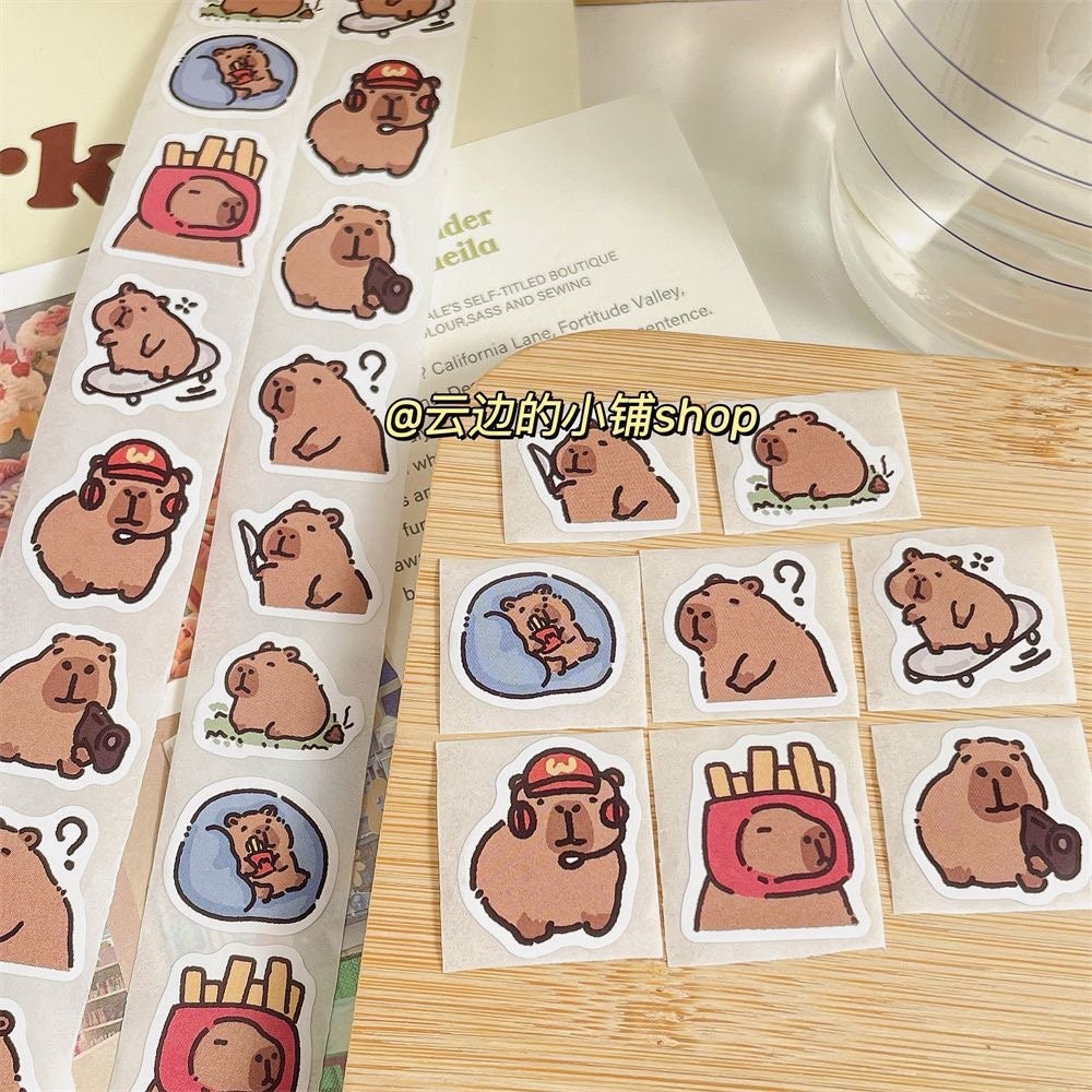 Cute Capybara Expression Sticker Roll - Etsy