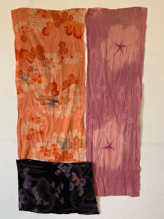 Vintage KIMONO FABRIC REMNANTS 8 20 X 30 Inches | Etsy