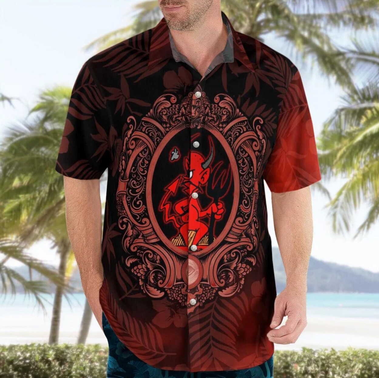 Cartoon Styled Demon Satanic Hawaiian Shirt