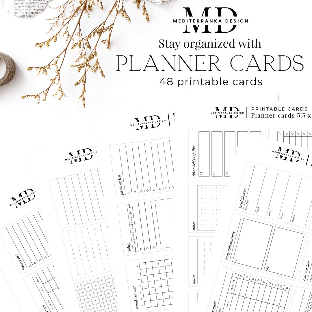 48 Printable Planner Cards Vertical Pocket Cards Wallet Cards - Etsy