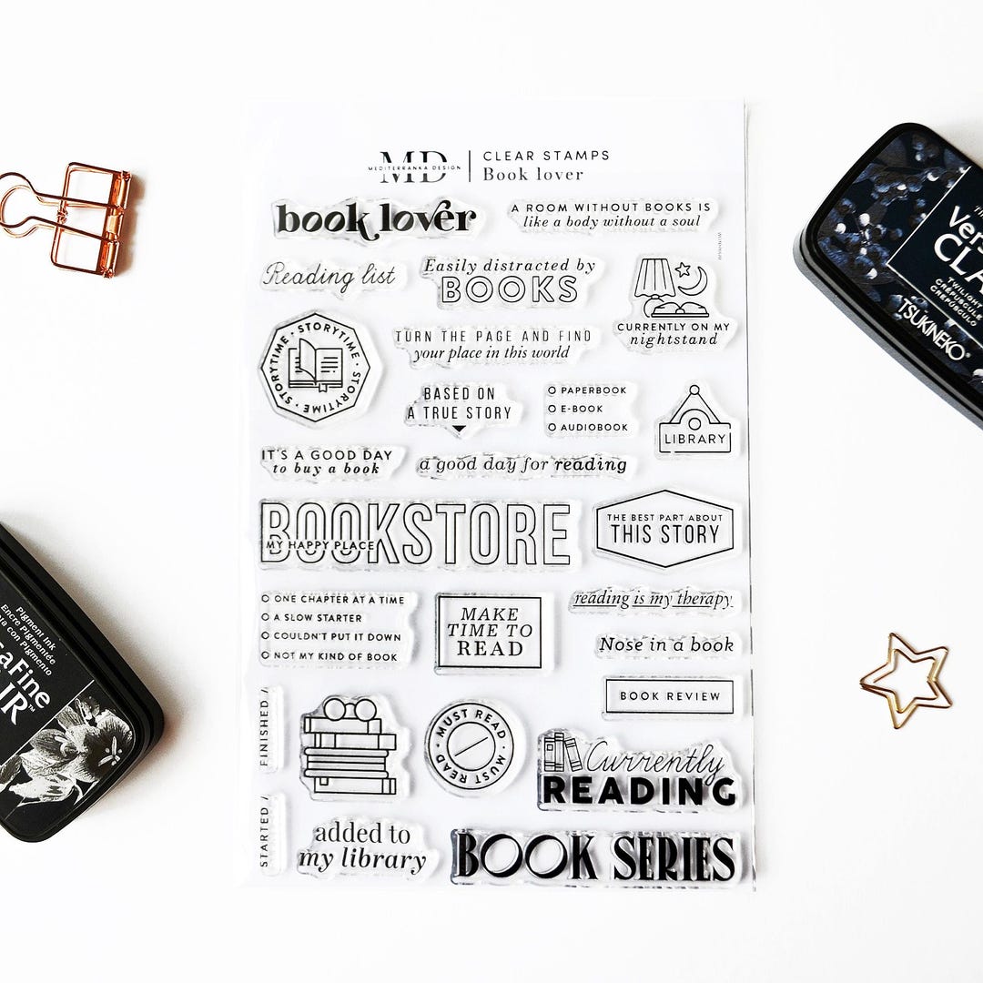 Book Lover Clear Stamp Set 6x8 Inch Sheet A5 for Scrapbooking, Planners ...