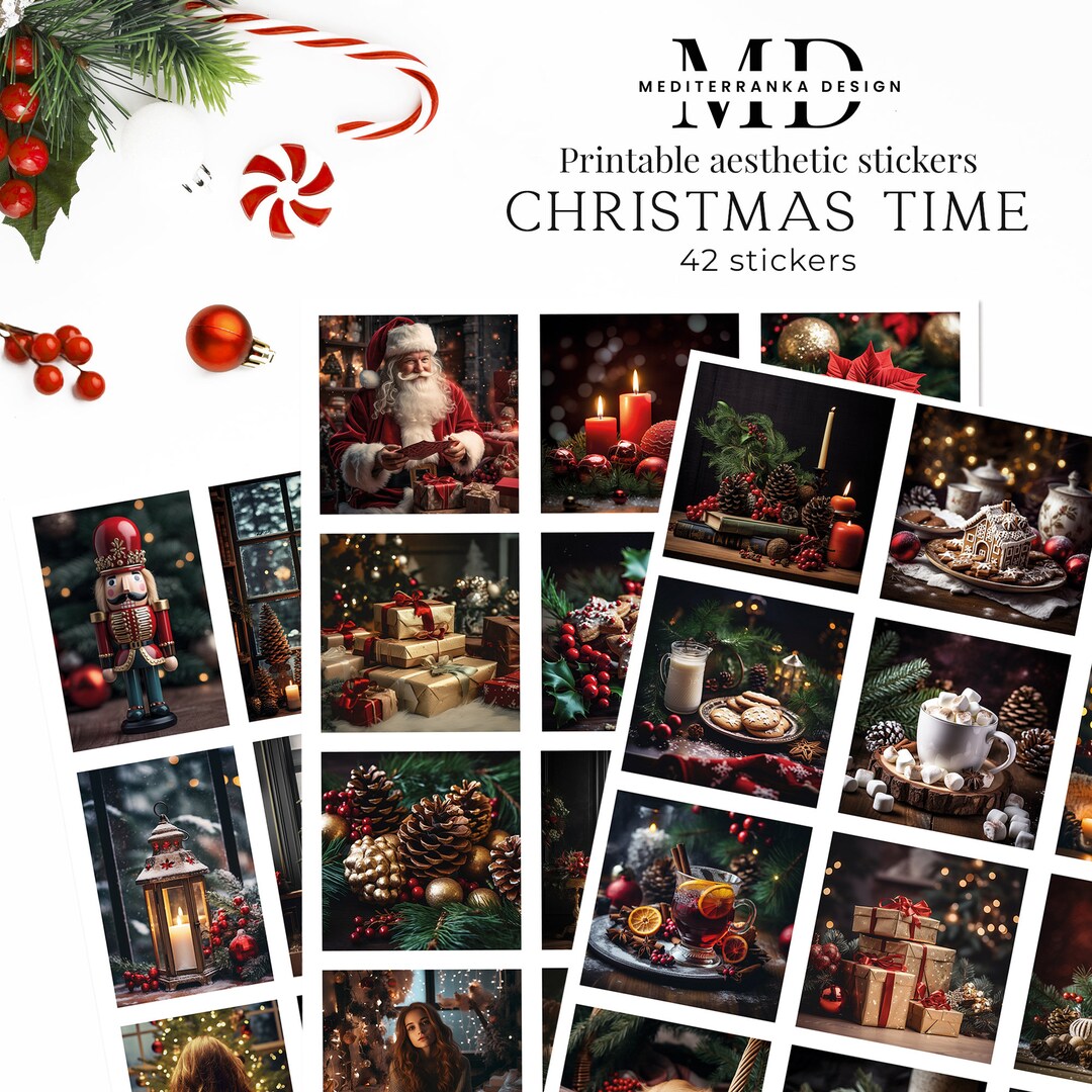Christmas Time Printable Aesthetic Photo Stickers, Bullet Journal ...