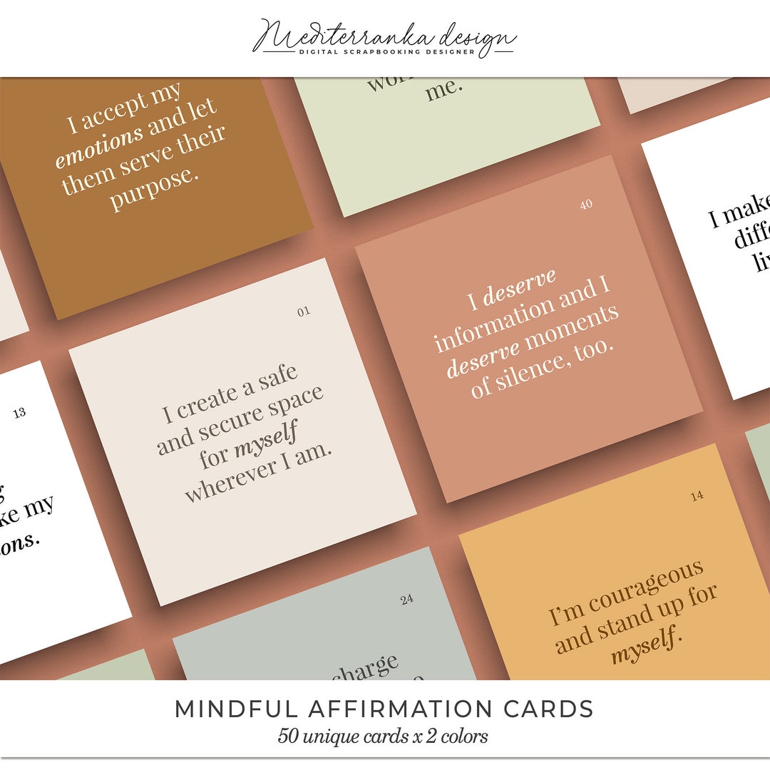 Mindful Affirmation Cards Project Life Cards Printable - Etsy