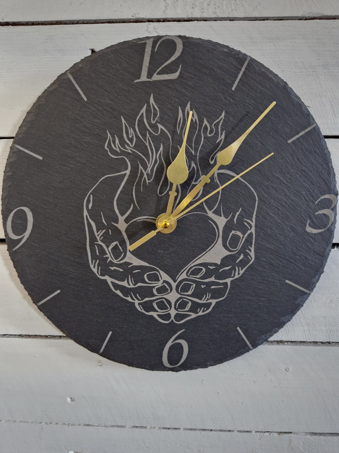 Wall Clock Flaming Heart Clock Slate Inc. Hands and - Etsy