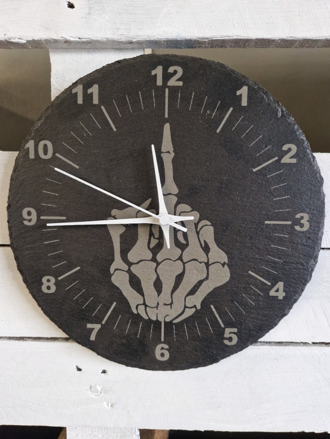 Wall Clock Middle Finger Clock Slate Inc. Hands and - Etsy
