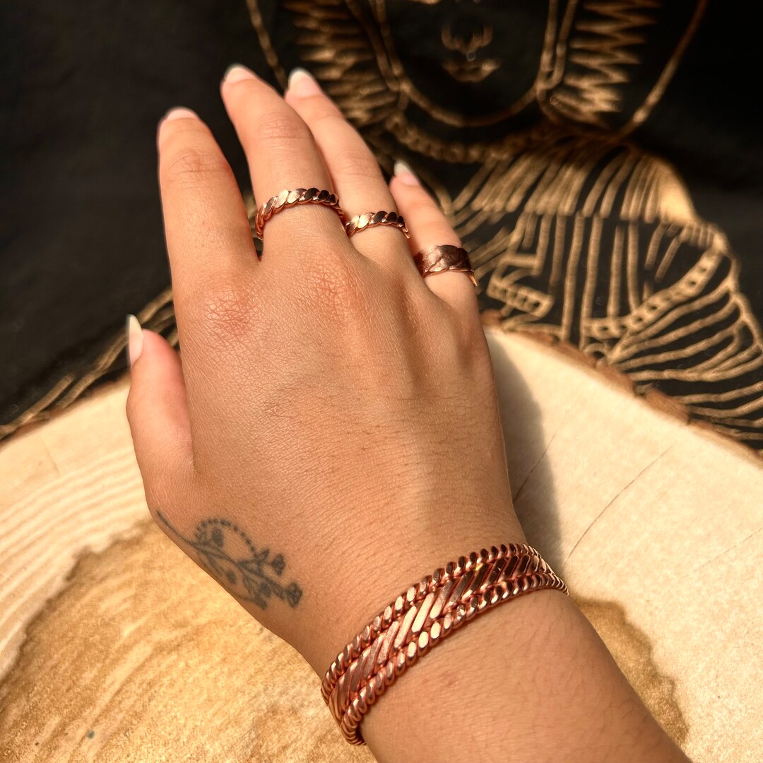 Sacred Stackable Copper Tensor Rings Open-ended - Hand Hammered ...