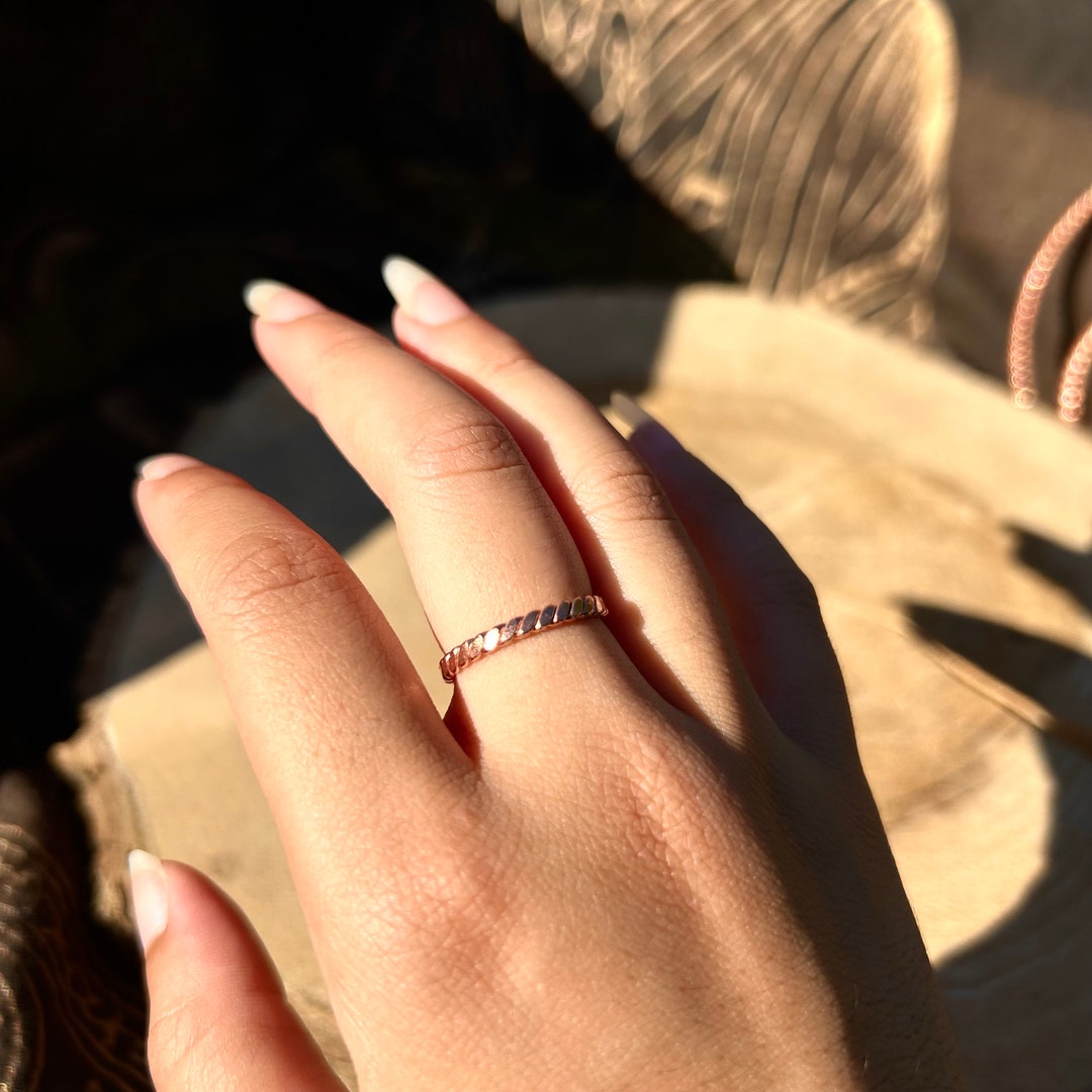 Sacred Stackable Copper Tensor Rings - Hand Hammered - Healing ...