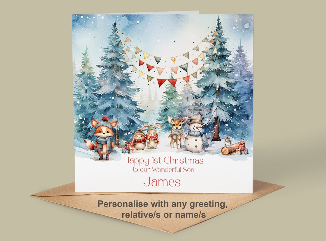 Personalised Baby's 1st Christmas Card First Boy Girl - Etsy UK