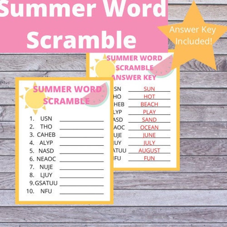 Printable Summer Game, Digital Download, Classroom Resource ...