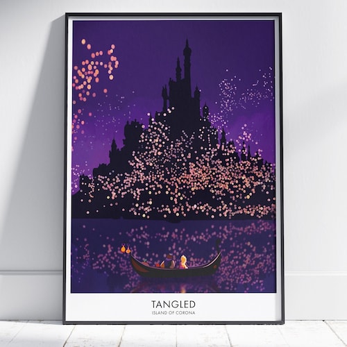 Tangled Rapunzel Travel Print. Disney Poster Travel Art - Etsy