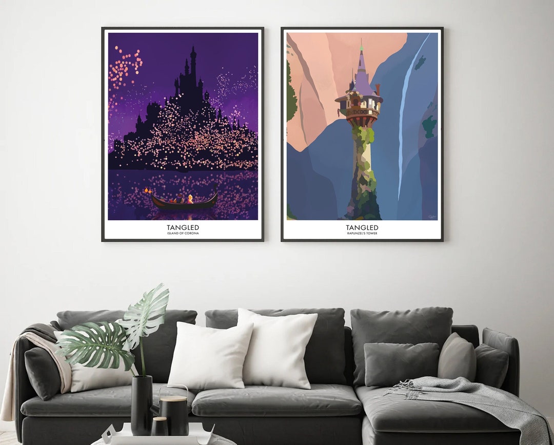 Tangled Art Prints (set of 2): Island of Corona & Rapunzel's Tower - Etsy