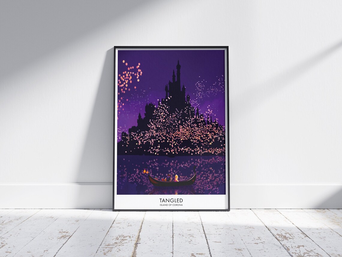 Tangled Rapunzel Travel Print. Disney Poster Travel Art - Etsy
