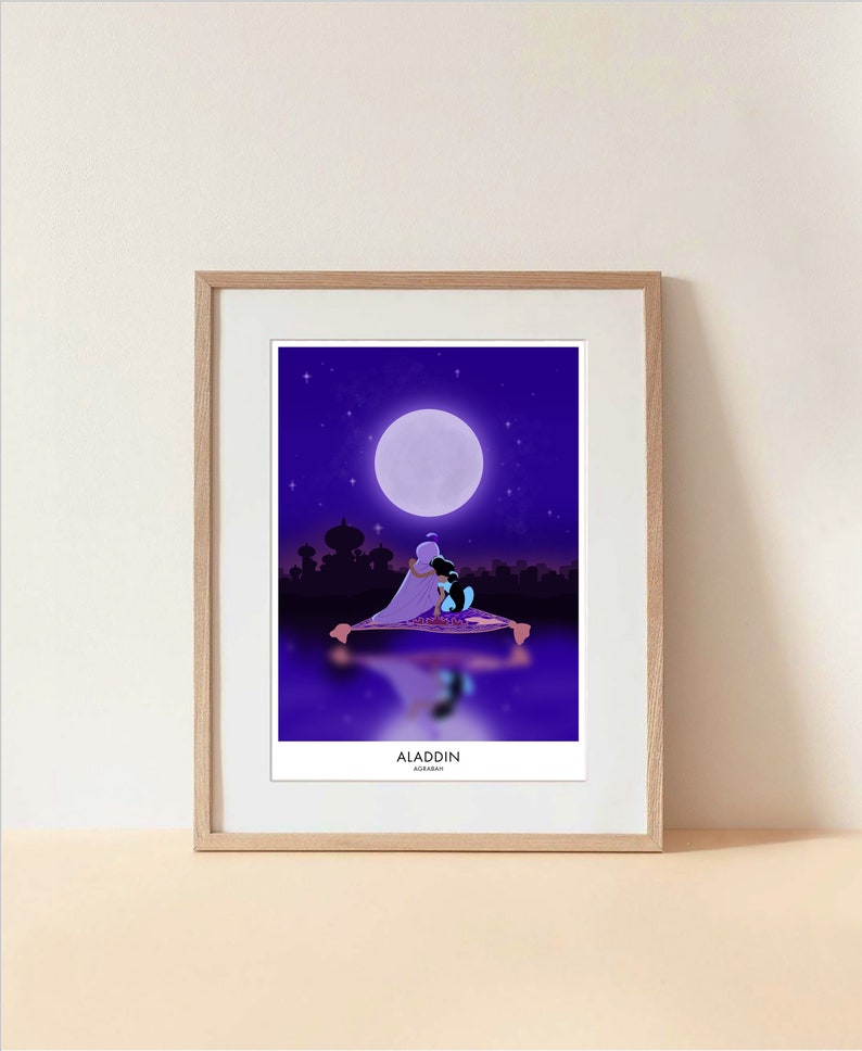 Aladdin Travel Poster. Disney Film Print Princess Jasmine - Etsy