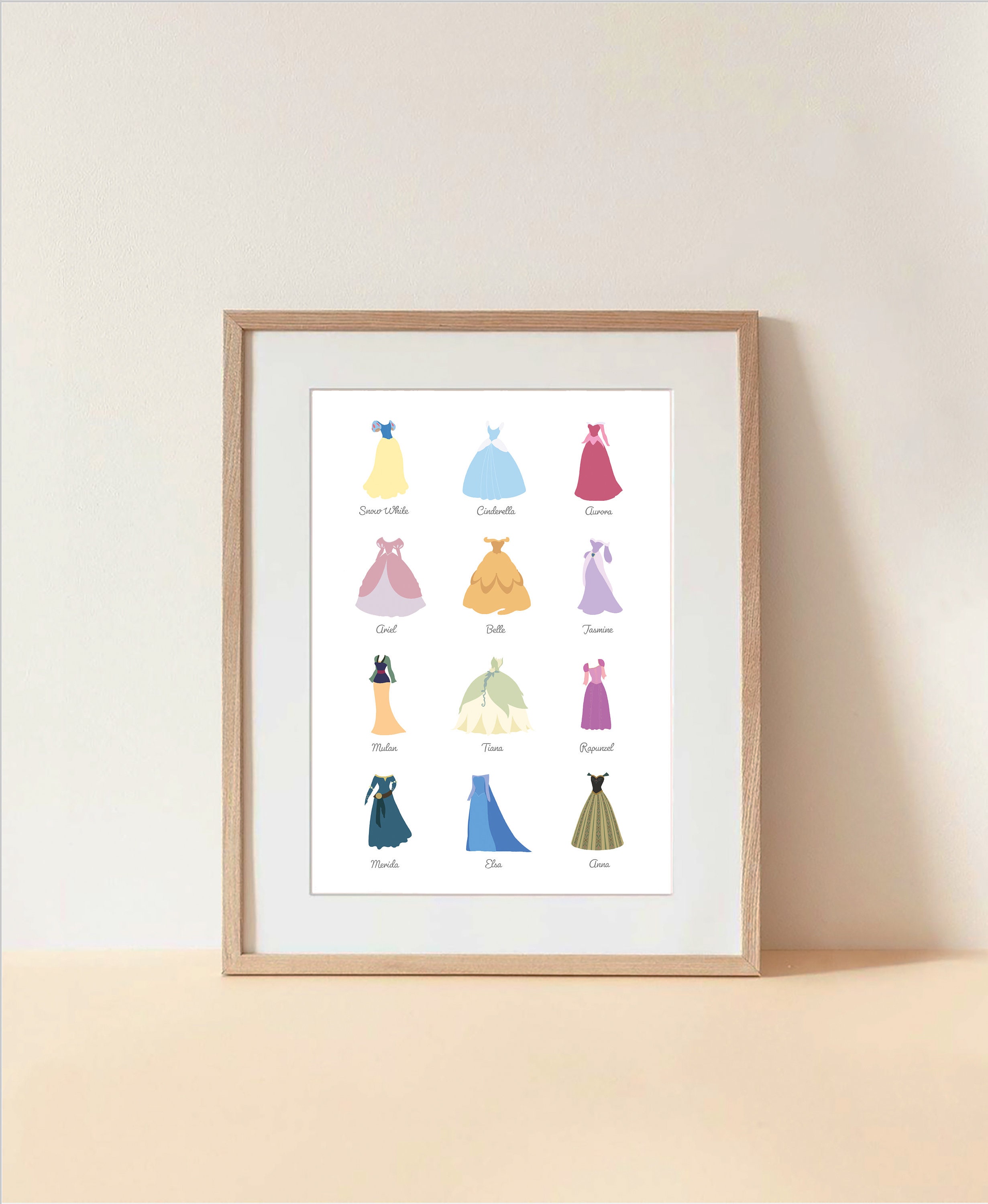 Disney Princess Dresses Print Simple Dress Design. Disney | Etsy