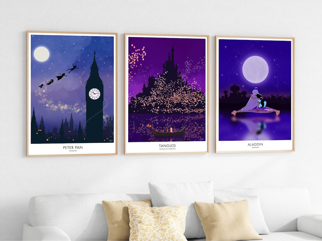 Disney Travel Poster Set of 3, Film Locations Art Prints - Etsy
