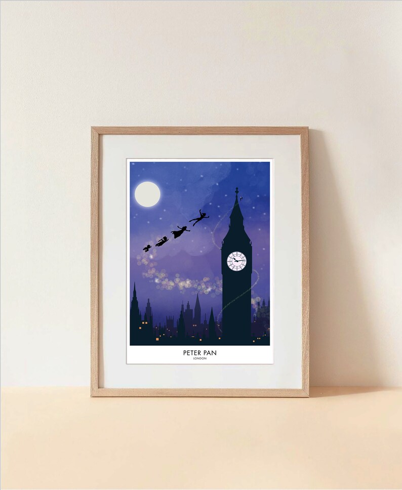 Peter Pan Movie Poster. Disney Travel Print London Landscape - Etsy