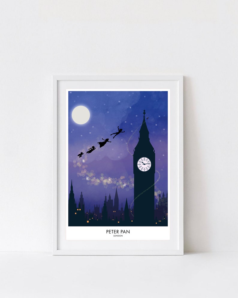 Peter Pan Movie Poster. Disney Travel Print London Landscape - Etsy