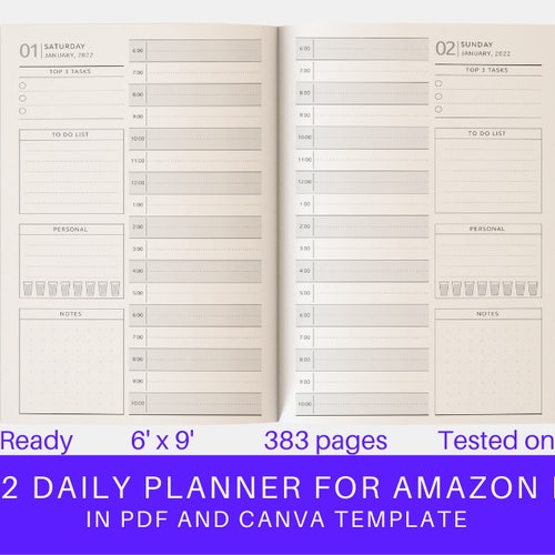Canva Daily Planner Editable Templates For Journal Canva Kdp Etsy