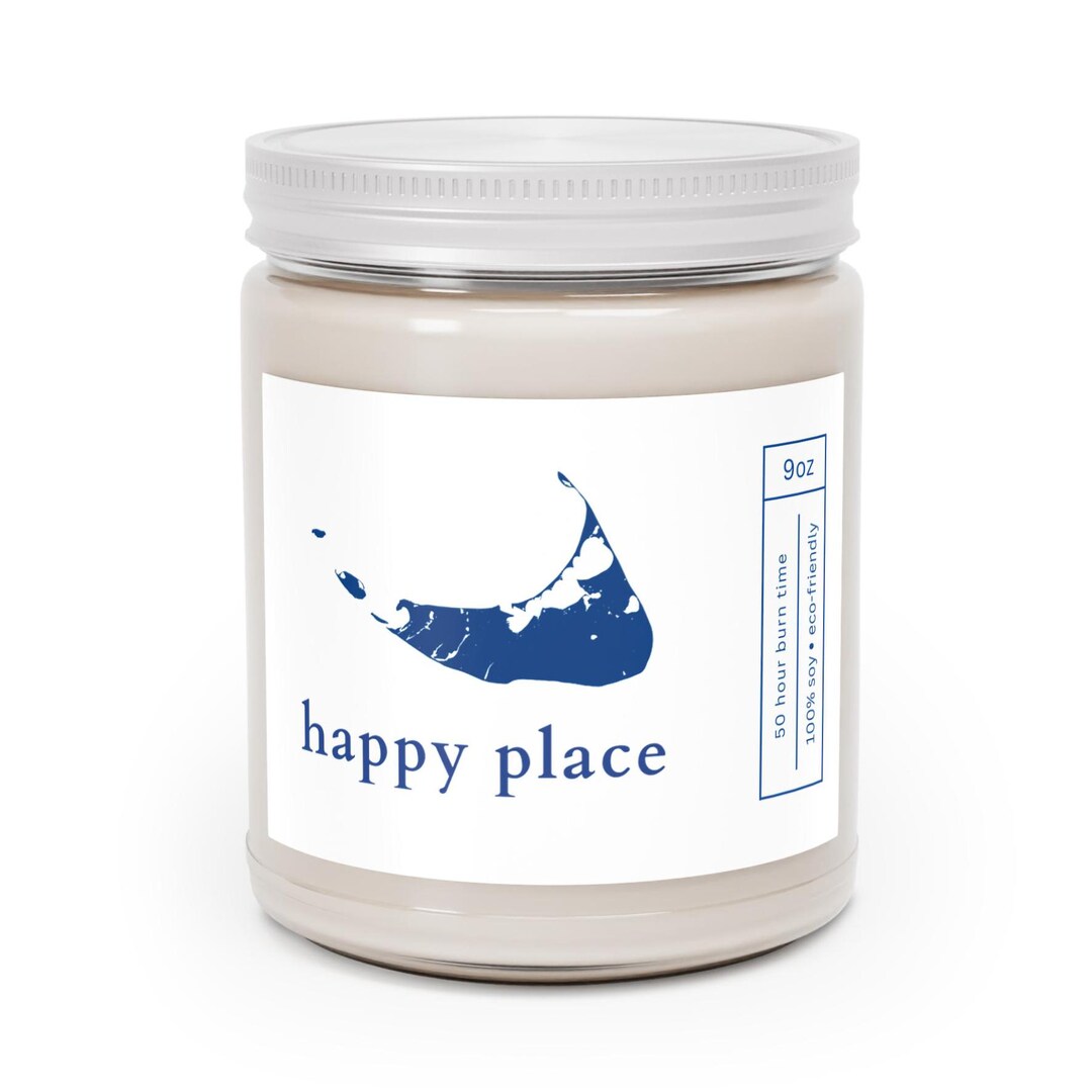 Nantucket Candle, Nantucket Island Map Happy Place 9oz Soy Candle ...