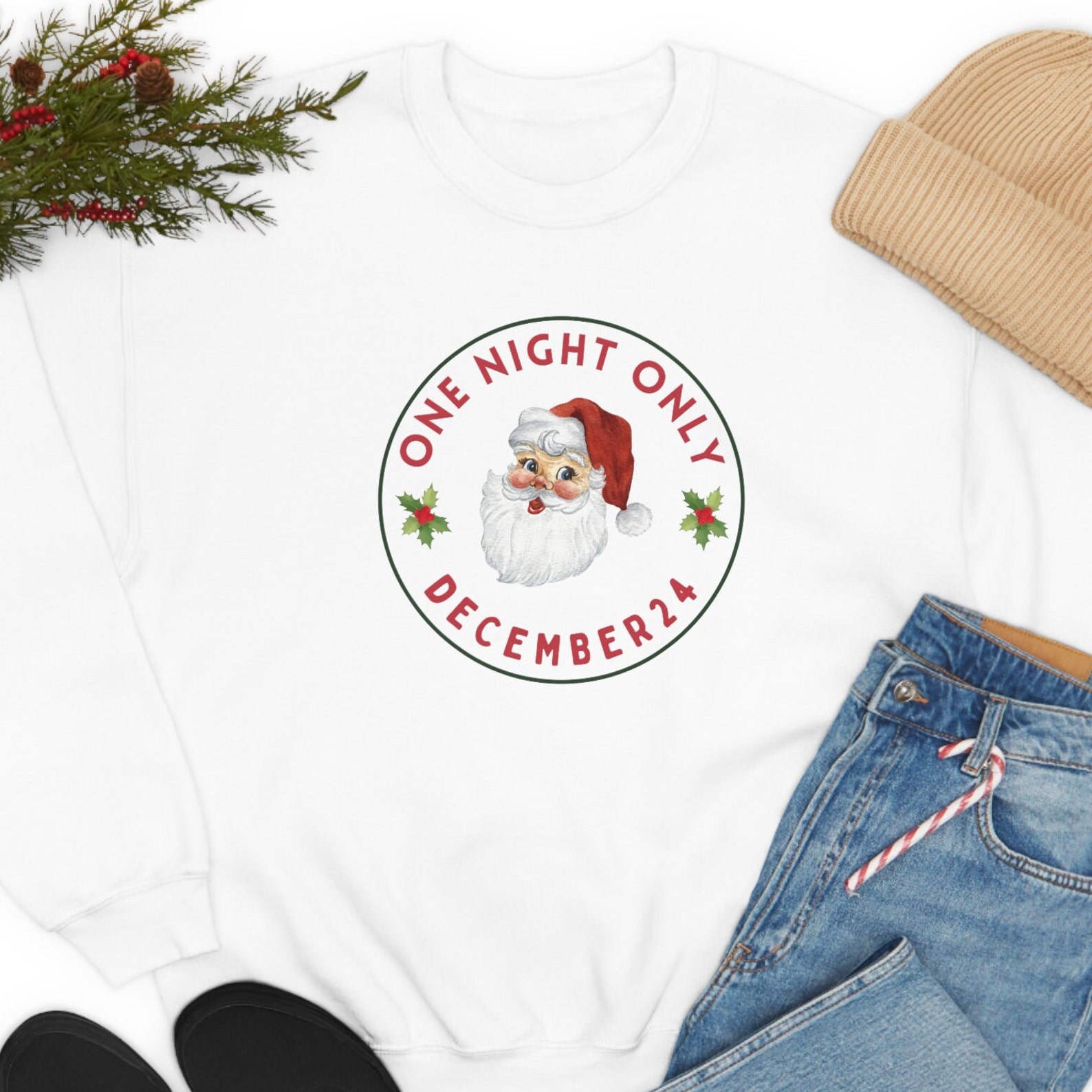 Santa Sweatshirt, Santa One Night Only Shirt, Christmas Shirt ...