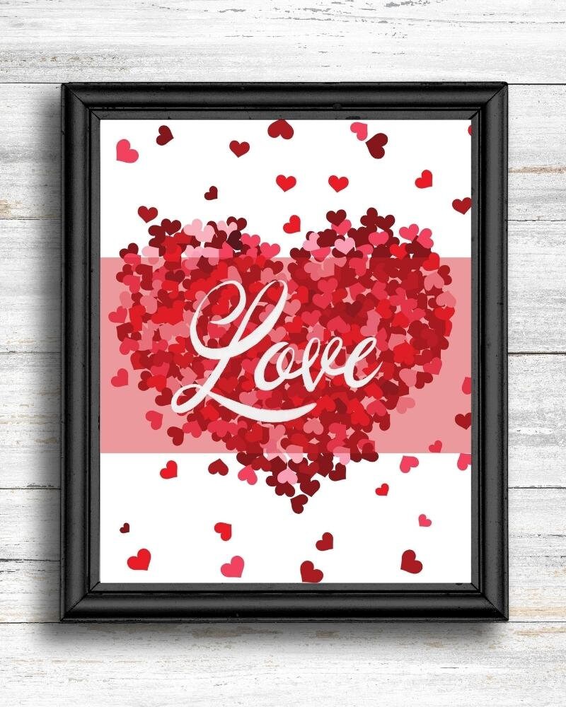 Love Hearts Valentine's Day Sign Digital Print Bundle 8 X 10 In. & 5 X ...