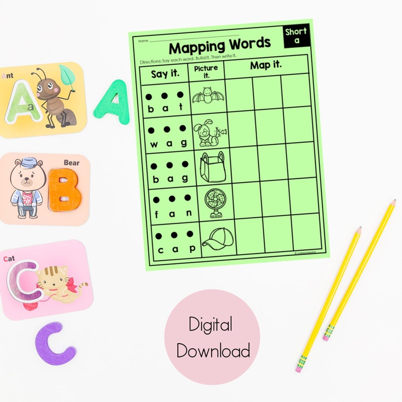 No Prep CVC Printable Worksheets Games Short Vowel Sounds Kindergarten ...