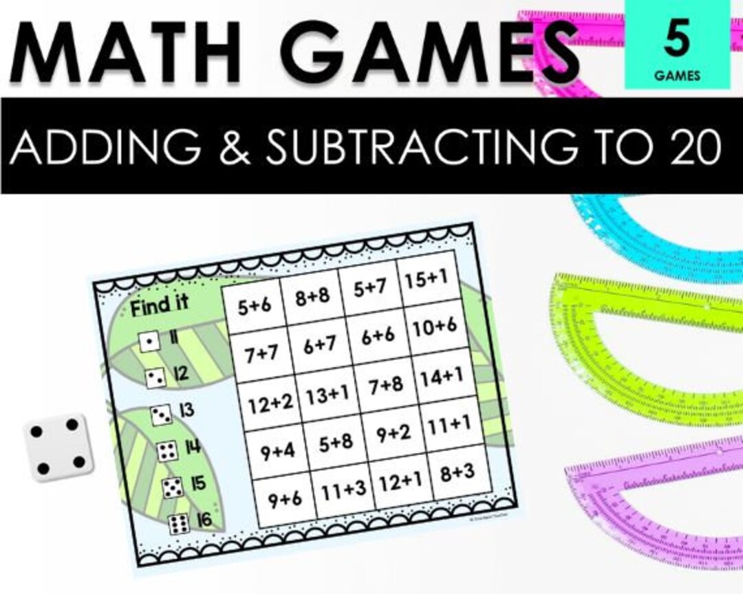 Addition and Subtraction to 20 Games, First Grade Math, Elementary Math ...