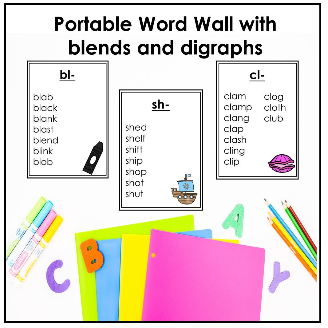 36 Blends and Digraph Cards, Word Wall, Download, Decoding Words ...