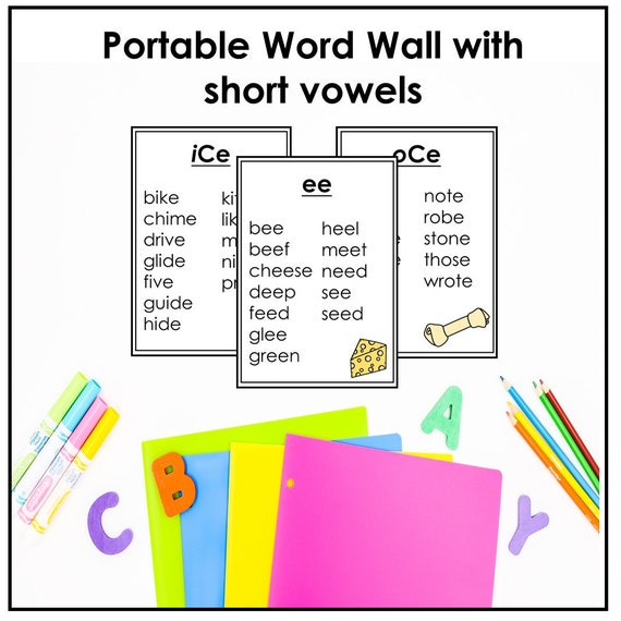 Illustrated Phonics Word Wall Short Vowels Long Vowels Blends