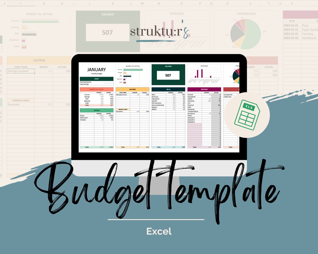 Excel Budget Template Yearly Budget Easy Excel Budget Monthly Budget ...