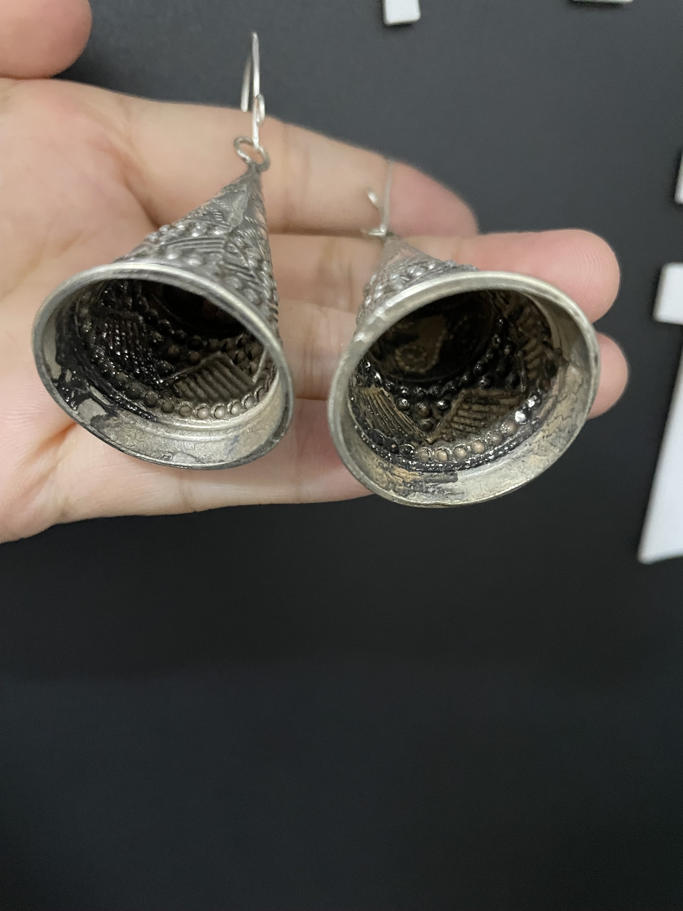 One Pair Hmong Silver Earringsexaggerated Stylevintage - Etsy