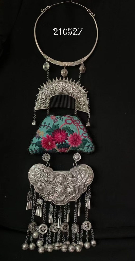 Hmong Silver Embroidery Necklacevintage sweater - Etsy