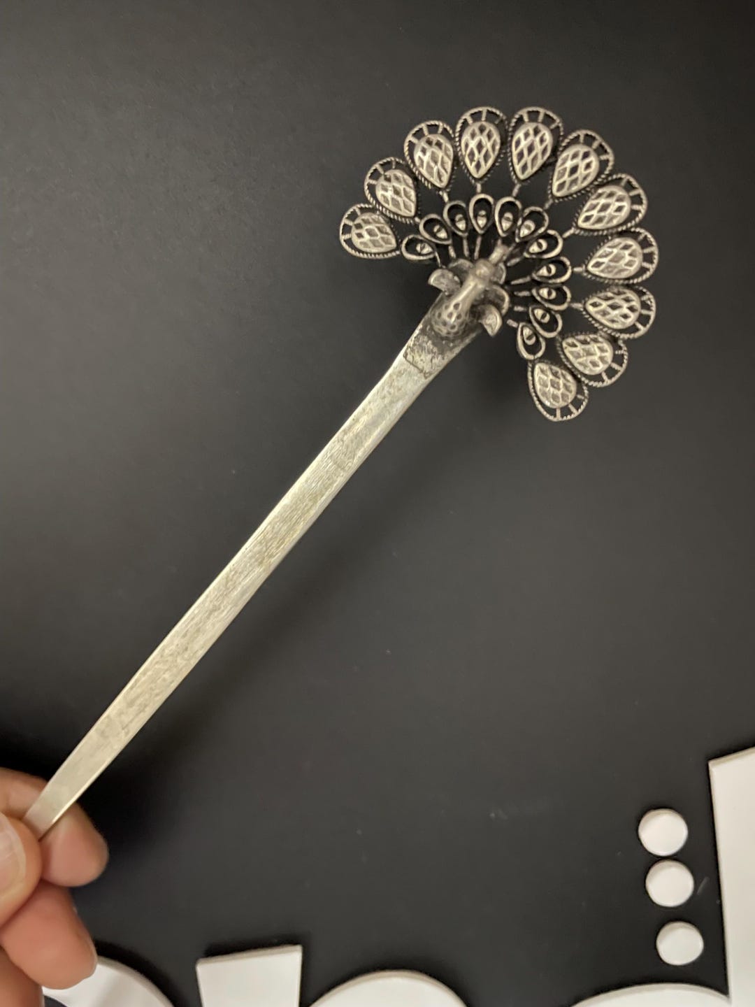 Vintage Hmong Silver Copper or Brass Hair Fork, Peacock Design ...