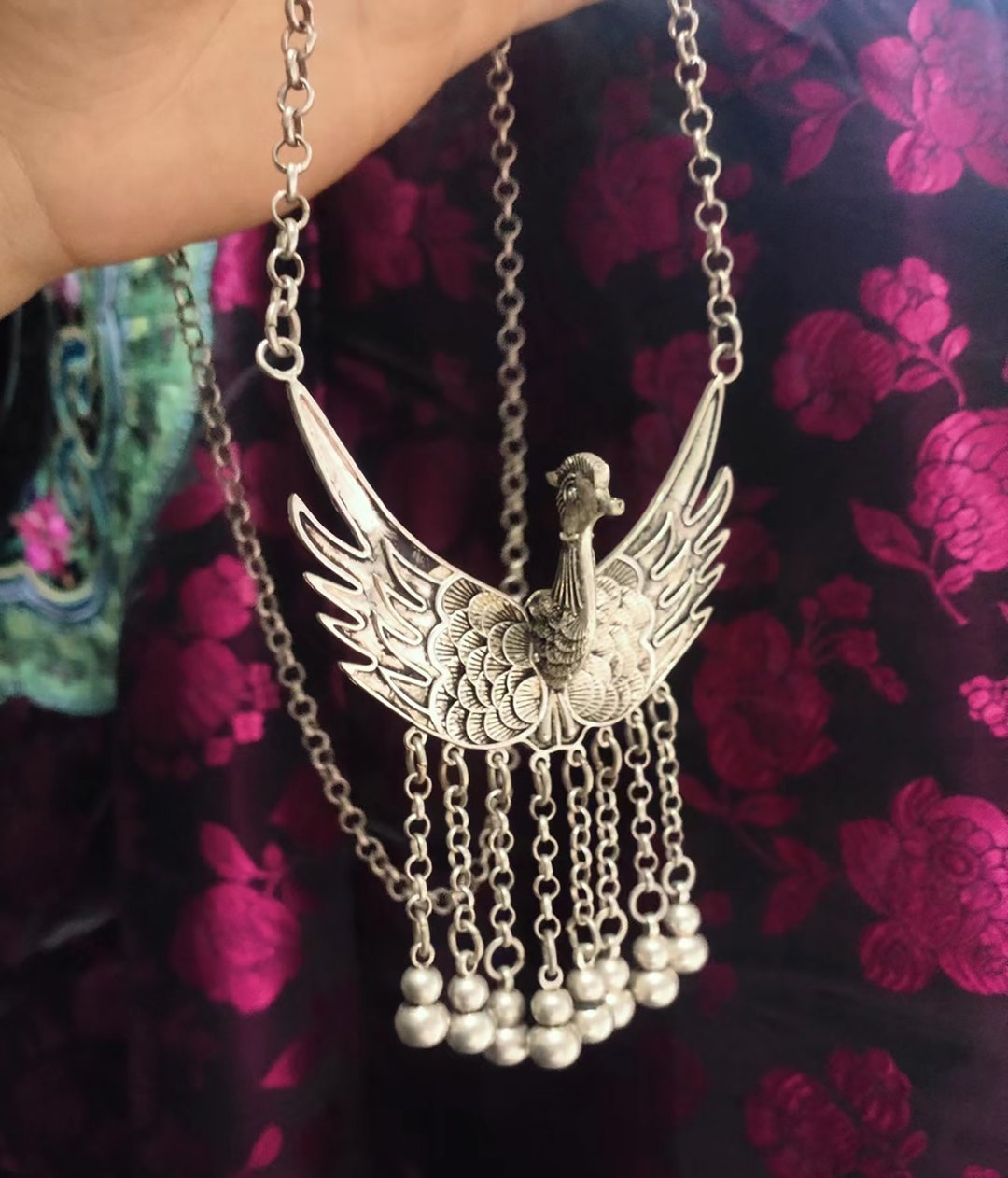 Hmong Silver Pendant,vintage Lucky Symbo,phoenix Design,sweater ...