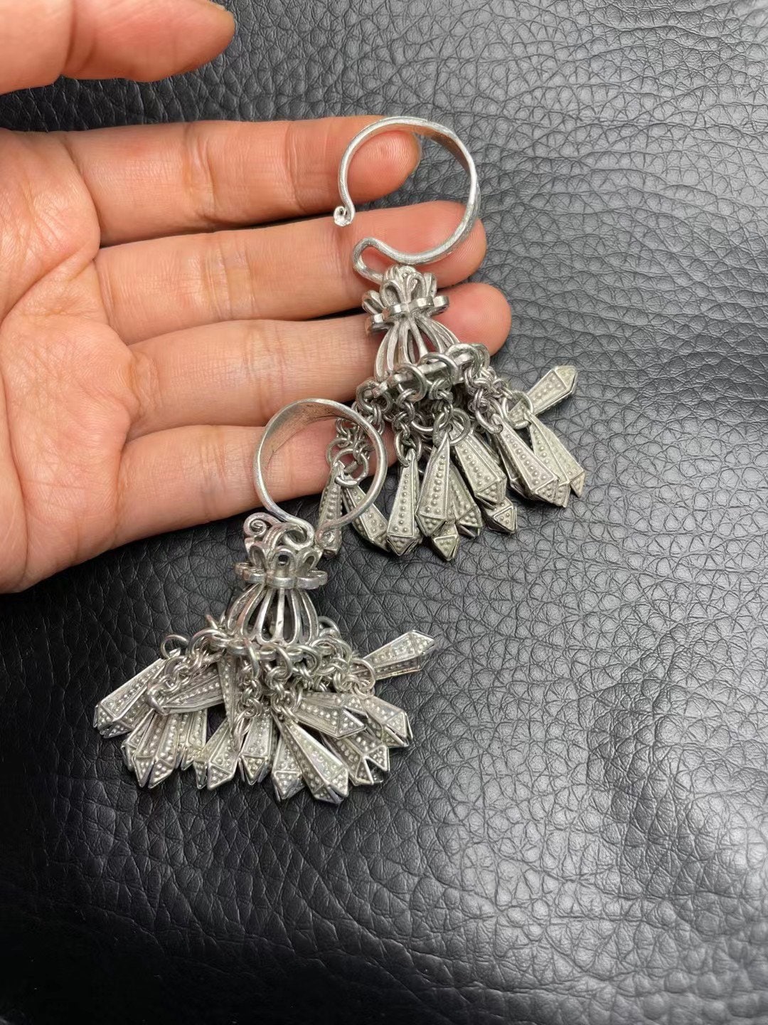 One Pair Hmong Silver Earrings,vintage Earring Lantern Design,miao ...