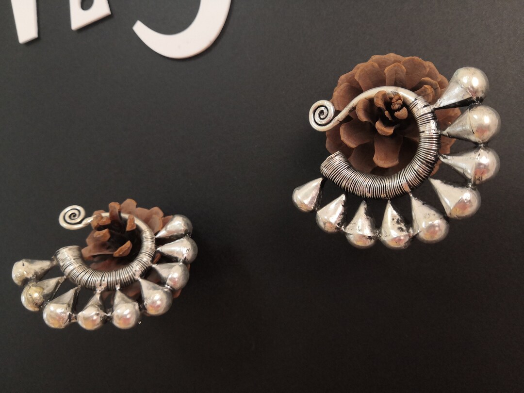 One Pair Hmong Silver Pandent,vintage Earrings,sweater Detective,miao ...