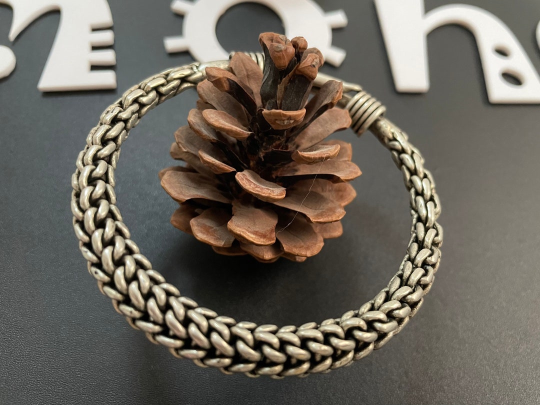 Hmong Silver Bracelet,vintage, Herringbone Design,miao Silver ,tribal ...