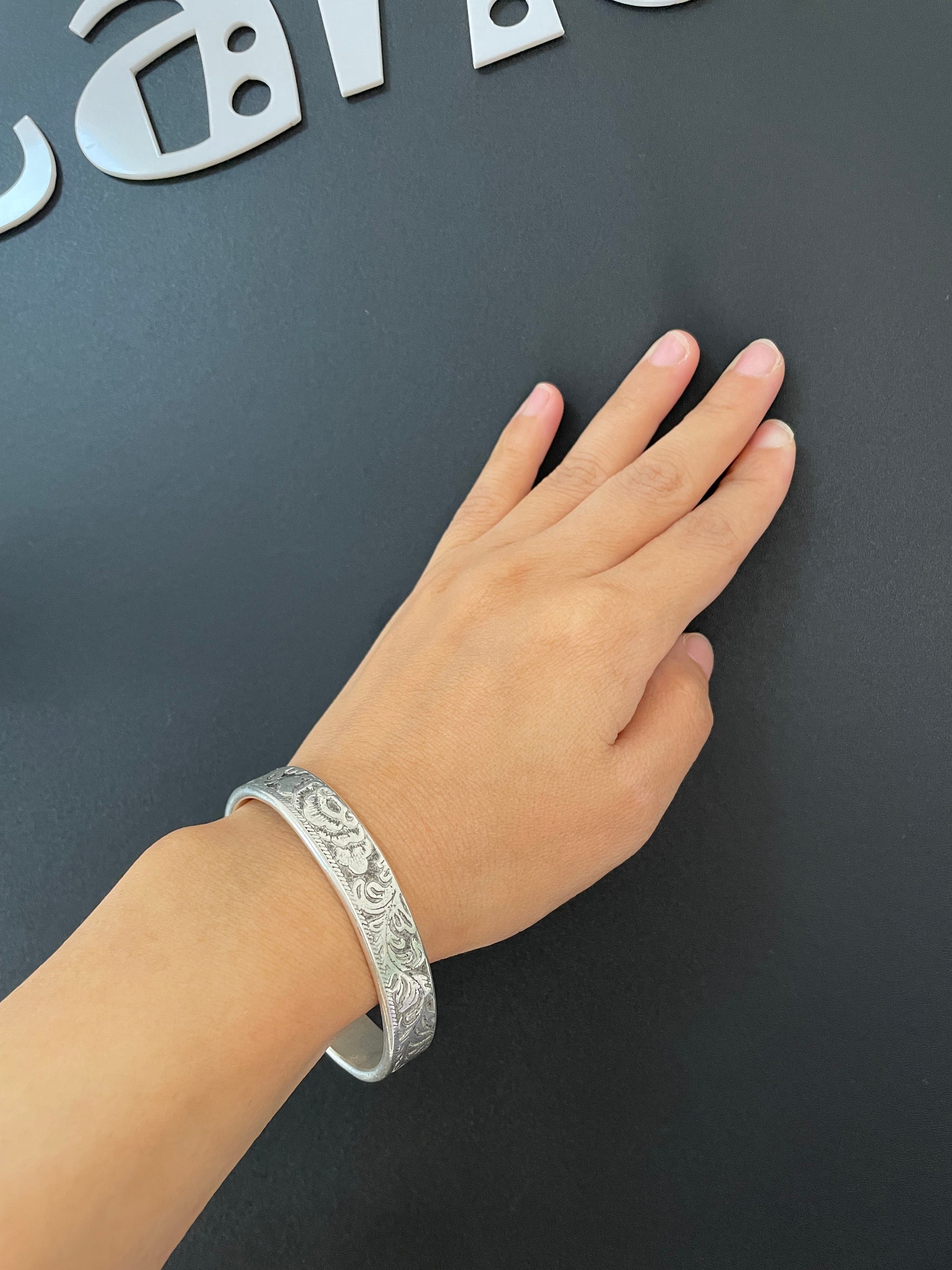 One Pair Hmong Silver Bracelet,vintage, Dragon Design,miao Silver ...