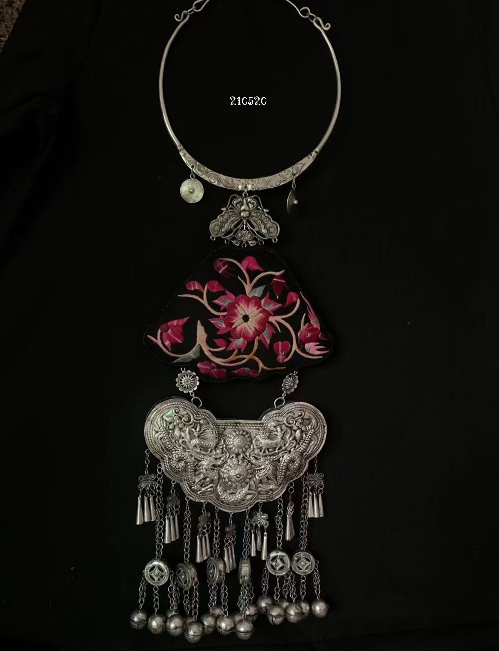 Hmong Silver Embroidery Necklace,vintage ,sweater Detective,miao Silver ...