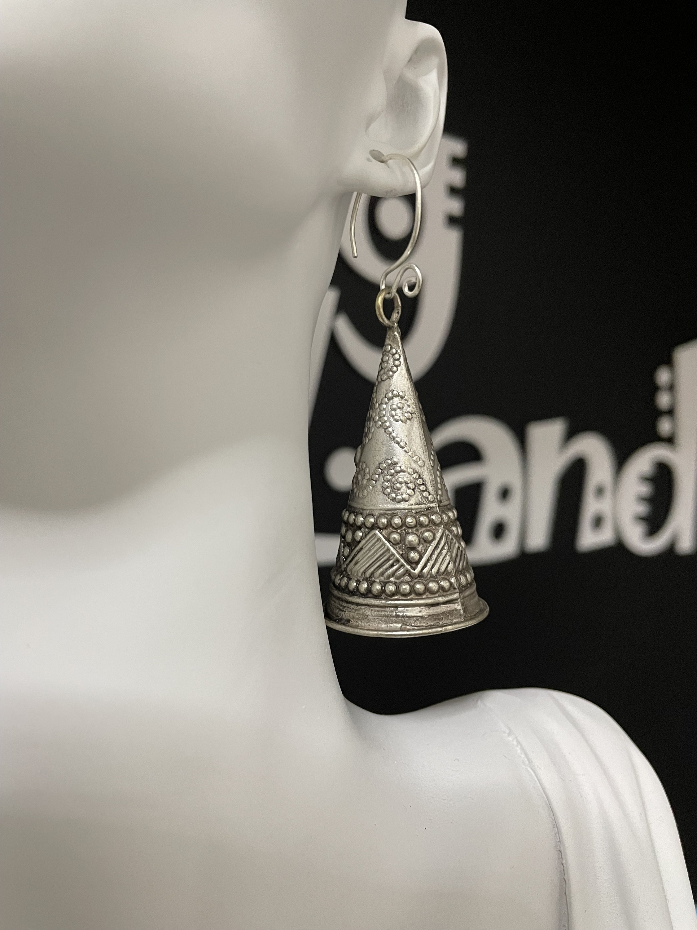 One Pair Hmong Silver Earringsexaggerated Stylevintage - Etsy