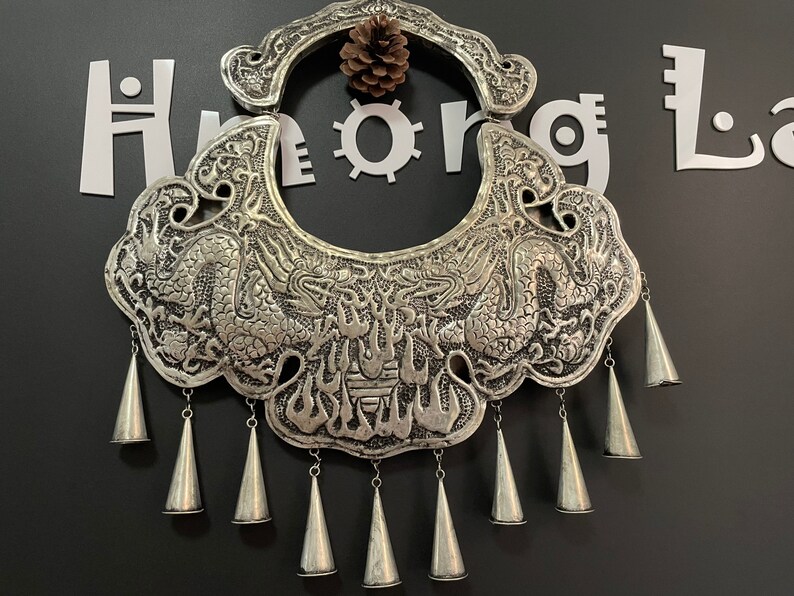 Hmong Silver Charm Necklacevintage lucky Symbol - Etsy