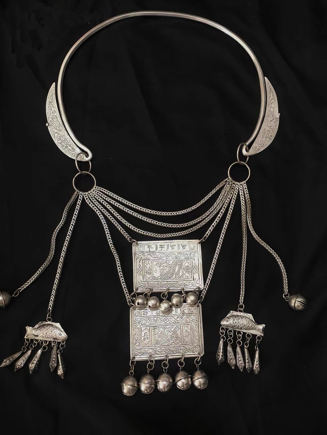 Hmong Silver Charm Necklace,vintage ,lucky Symbol Design,sweater ...